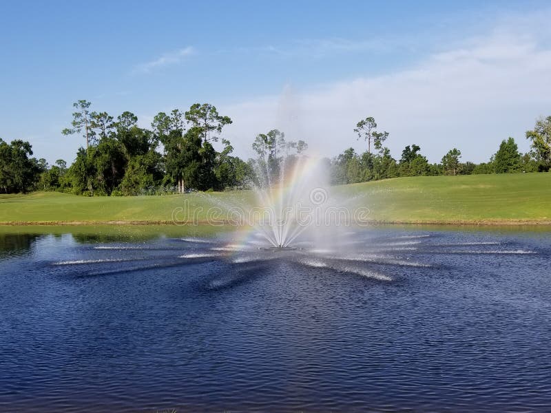 Rainbow water fountain stock photo. Image of tournament - 123858596