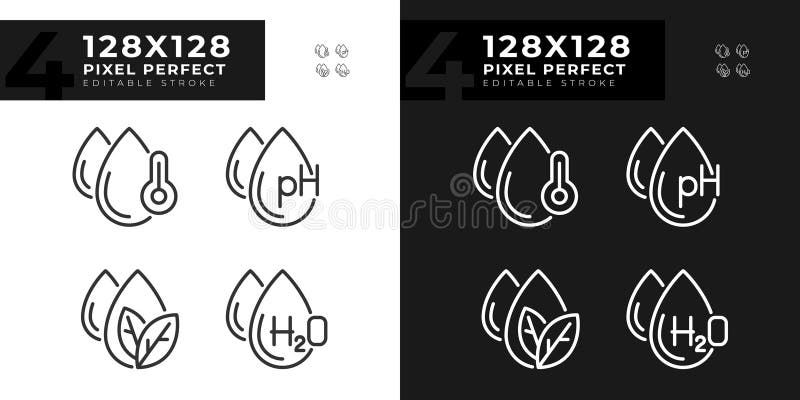 Water Features Linear Icons Set for Dark, Light Mode Stock Vector ...