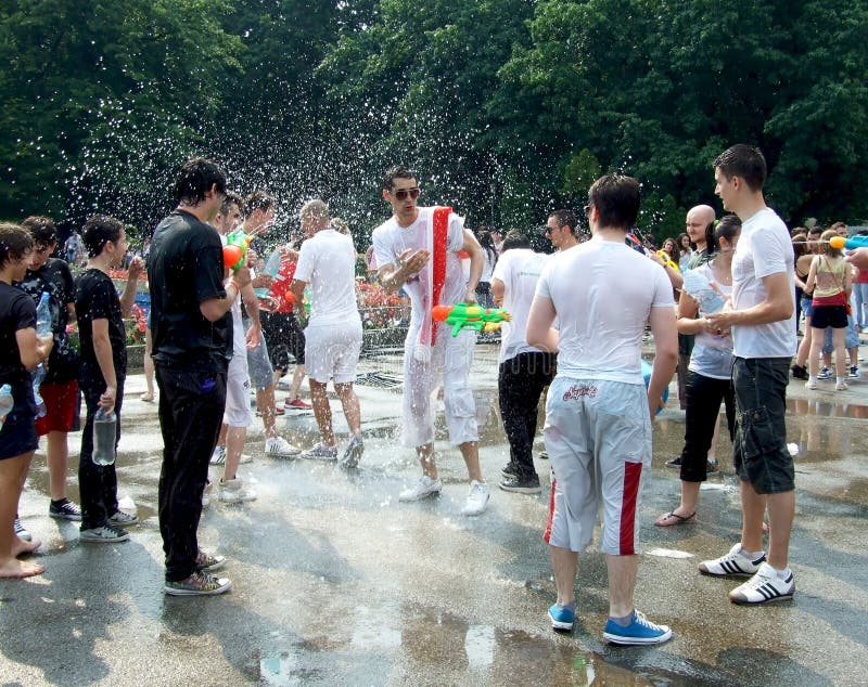 Water Fight Day Celebrated on Bucharest Street. Editorial Stock Photo ...