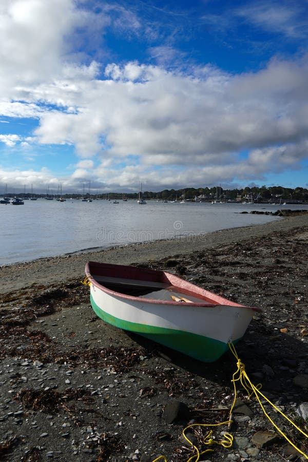 Water-filled Row Boat Beached on Shore Stock Image - Image of landscape ...