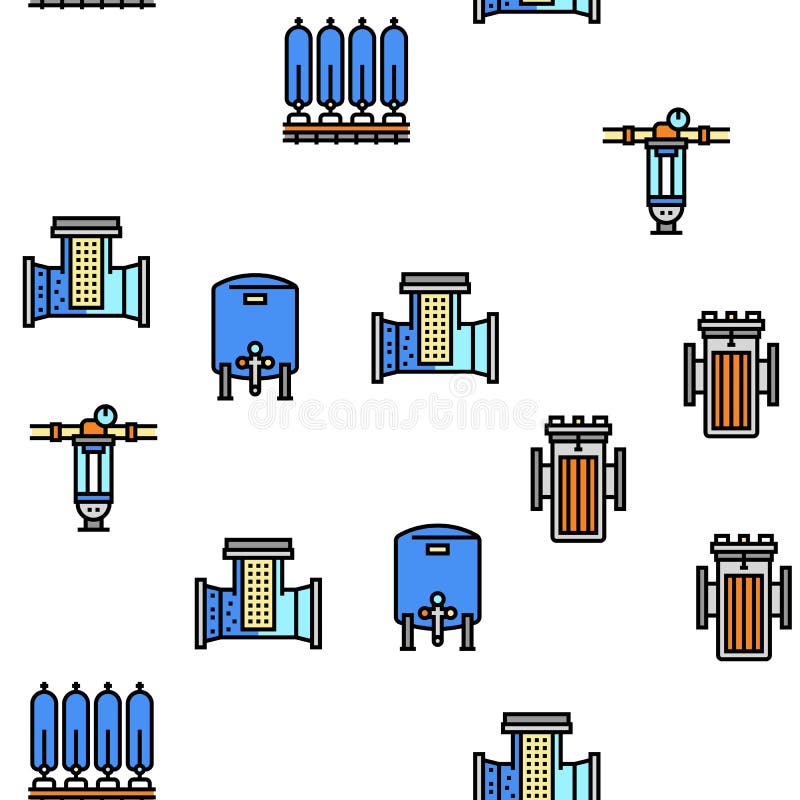Water Filter Equipment Vector Seamless Pattern Stock Vector ...