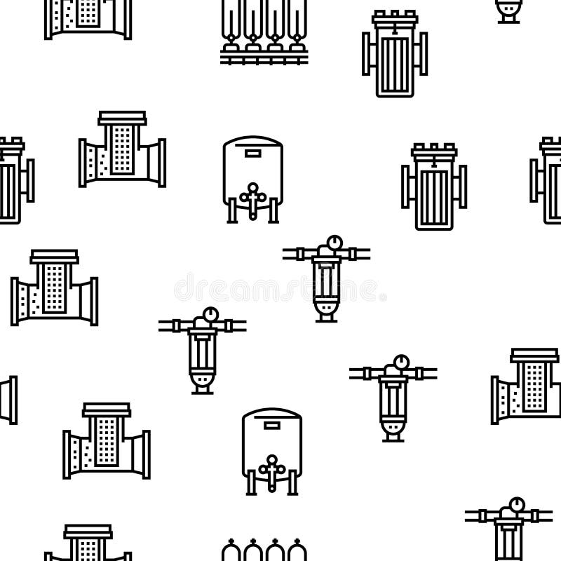 Water Filter Equipment Vector Seamless Pattern Stock Illustration ...
