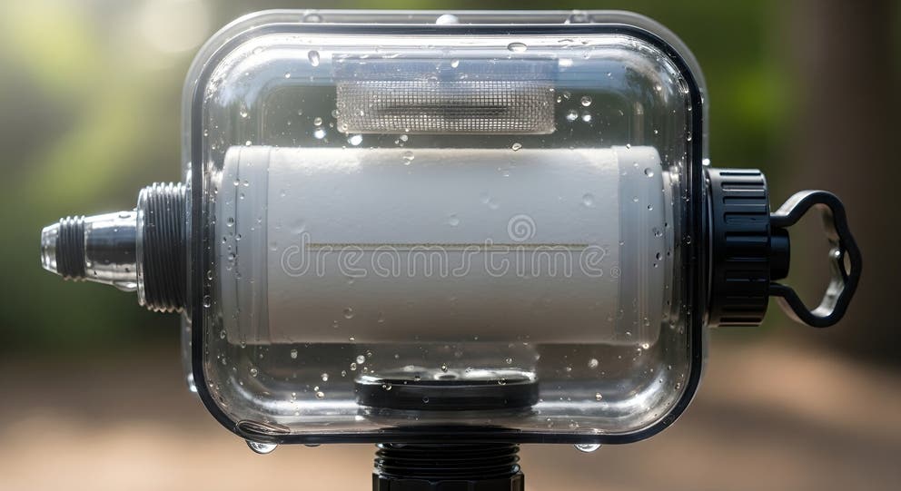 Water Filter Housing with Transparent Casing, Outdoors in a Natural ...