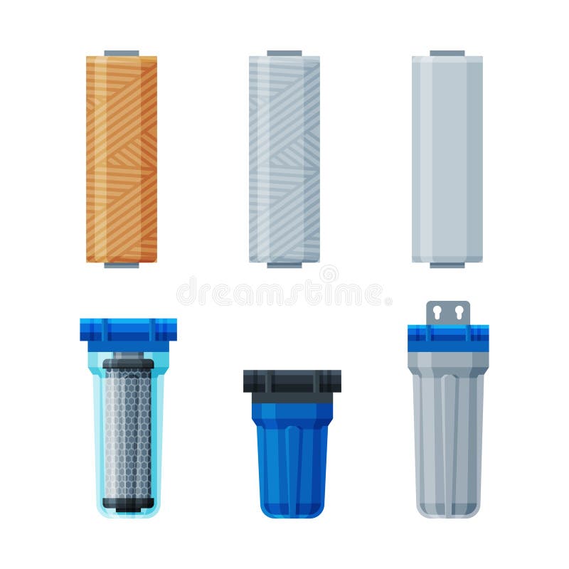 Water Filter System with Cartridge for Drinking Water Vector Set Stock ...