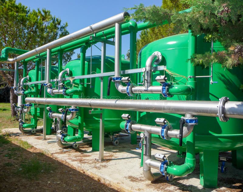 Water Purification Plant Filtration Process Explanation Vector ...