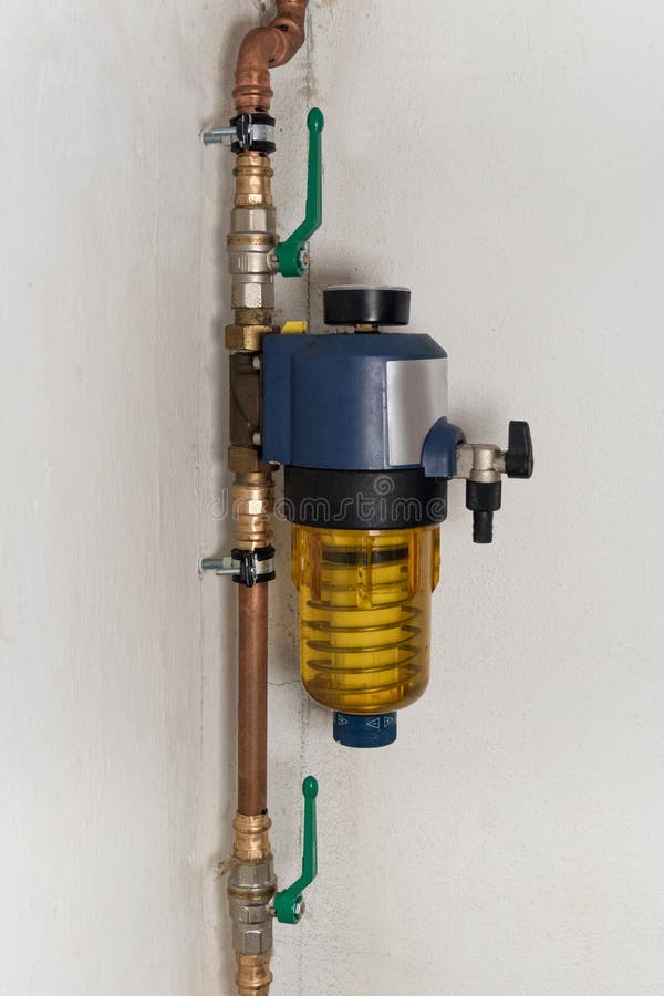 Water Filtration System Installation Copper Construction Pipes Stock ...