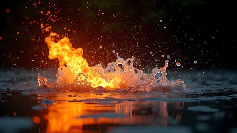 Water and Fire Clash: a Dynamic Contrast Scene Stock Illustration ...
