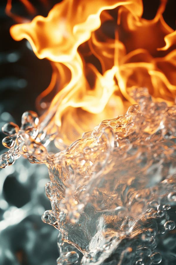 Water on Fire Close Up stock photo. Image of warm, splash - 373179264