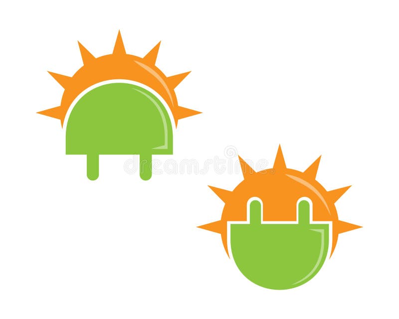 Solar Electric Pin Socket Sun Logo Template Stock Vector - Illustration ...