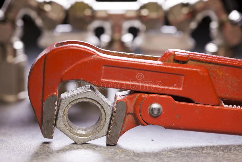 Water Fittings and Adjustable Spanner Stock Image - Image of boiler ...