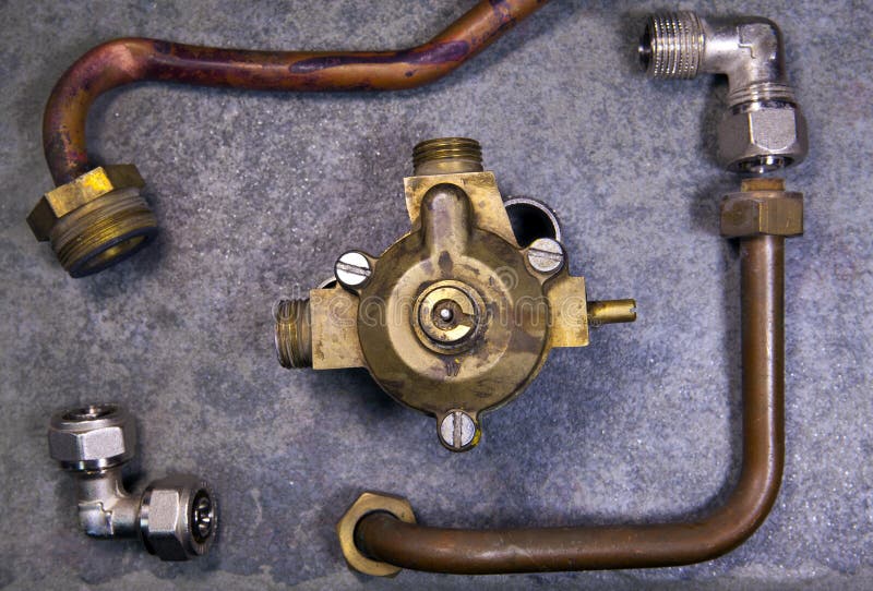 Water Fittings and Adjustable Spanner Stock Image - Image of boiler ...