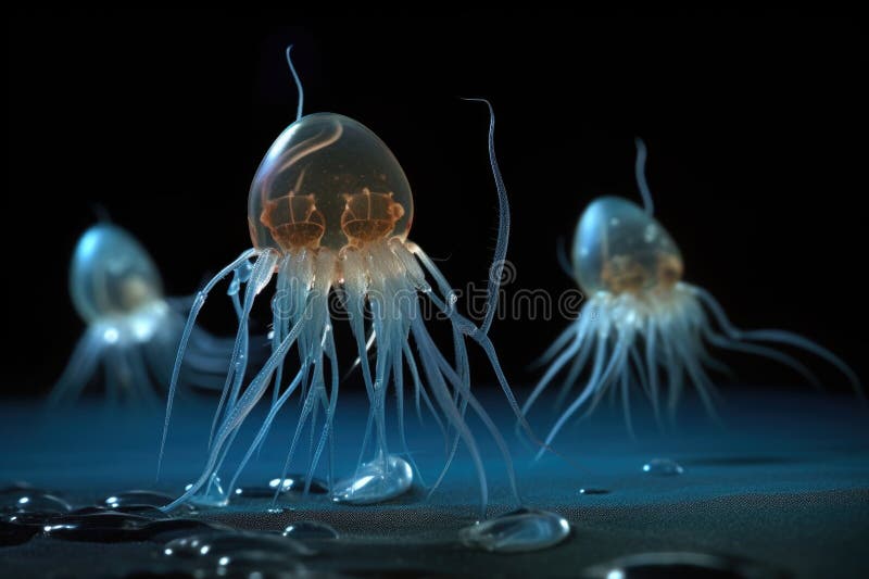 Water Fleas Feeding on Microscopic Lifeforms Stock Illustration ...