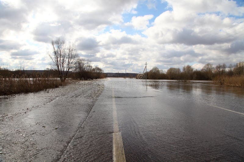 Water flooded the road stock image. Image of flooded - 144569647