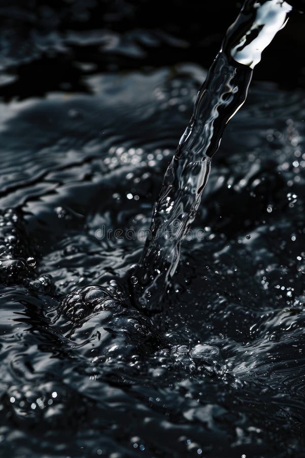 Water Flow Closeup with Sparkling Light Reflections in Clear Liquid ...