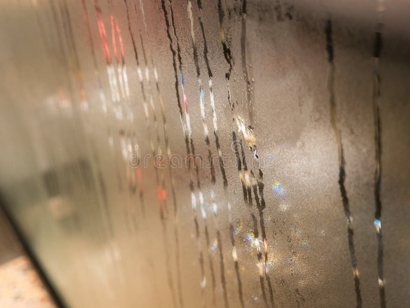 Water Flow Down through the Vapor on the Mirror Stock Image - Image of ...