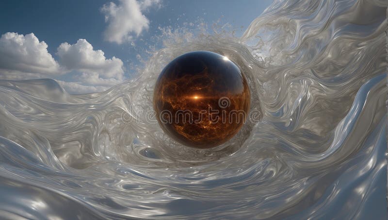 Water Flow with Energy Ball Stock Illustration - Illustration of ...