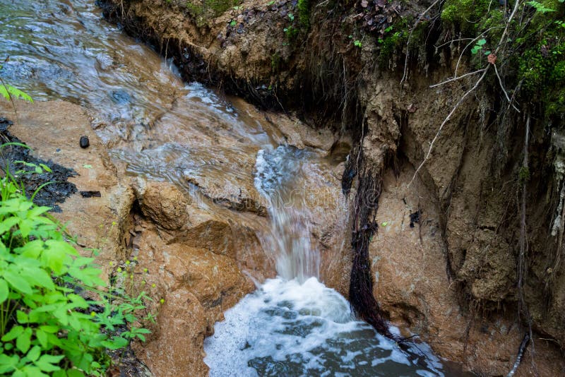 Water Flow Eroding Clay Soil Stock Photo - Image of erosion, stream ...
