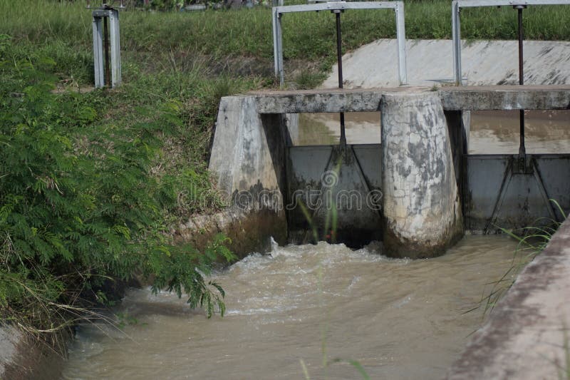 Flood Gate of the Irrigation Canal Stock Image - Image of rural, nature ...
