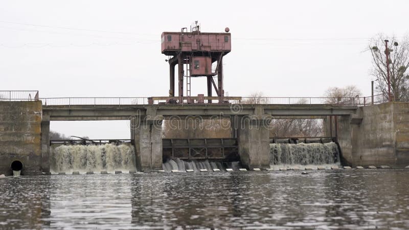 Water Flow through the Gate on the Old Dam Stock Video - Video of lake ...