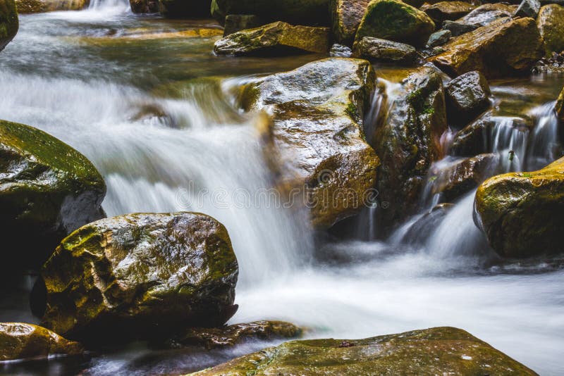 Water Flow in a Mountain River with Water Blur Effect_ Stock Image ...