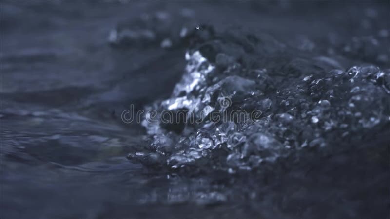 Water Flow in Mountain Stream River Dark Background Slow Motion Stock ...