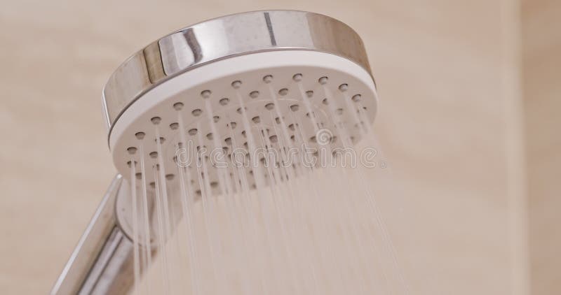 Water flow in shower head stock photo. Image of detail - 143400162