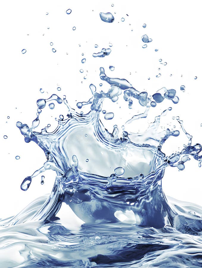 Water Flow with Splashes. Illustration of Transparent Sparkling Liquid ...