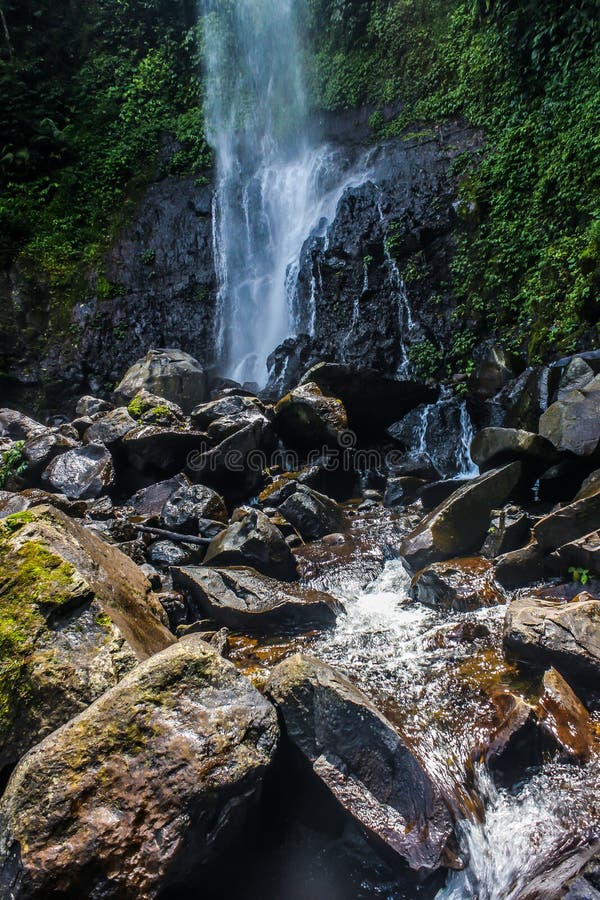 The Water Flow from the Waterfall Stock Image - Image of flow, green ...