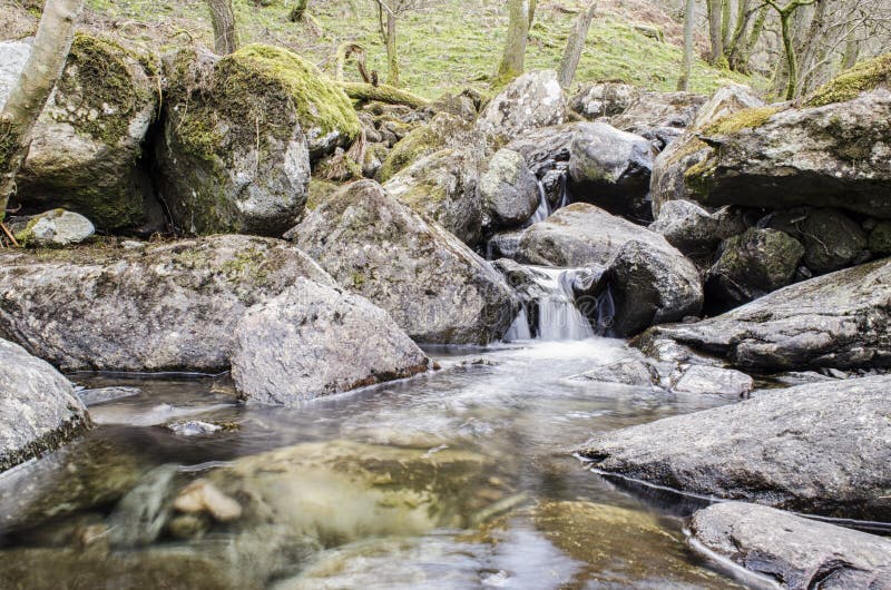 Water Flowing Over Rocky Stream Stock Image - Image of park, mountains ...