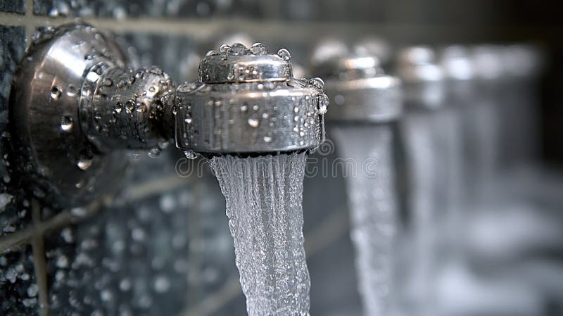 Water Flowing from Chrome Faucets Stock Illustration - Illustration of ...