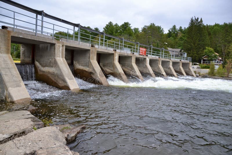 Water Flowing through Dam Along Baysville Riverfront Stock Photo ...