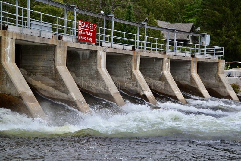 Water Flowing through Dam Along Baysville Riverfront Stock Photo ...