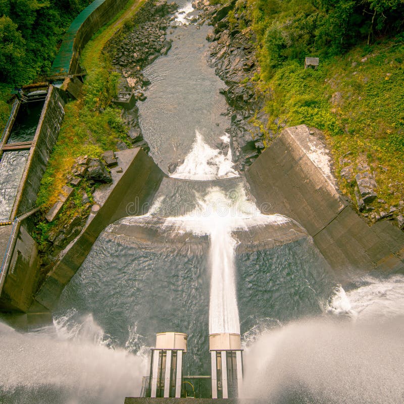 Dam Spillway with Flowing Water Stock Photo - Image of management ...