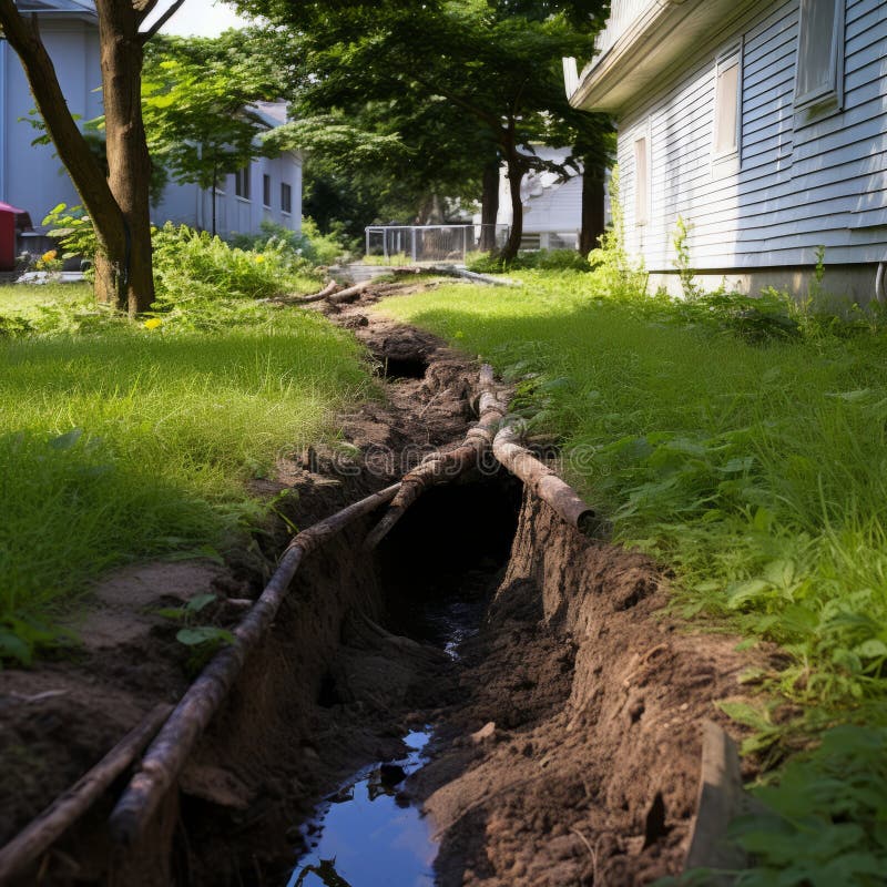 A Water Flowing through a Ditch Stock Illustration - Illustration of ...