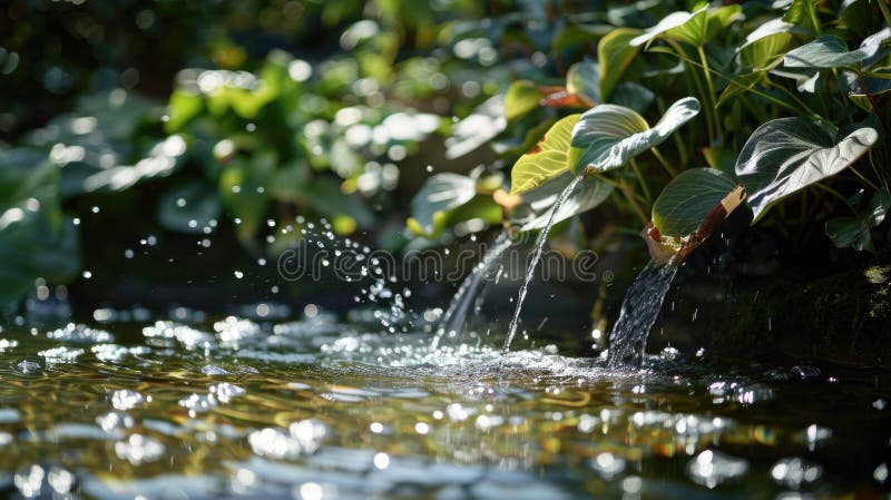 Water Flowing Down Green Hillside, Perfect for Nature Backgrounds Stock ...