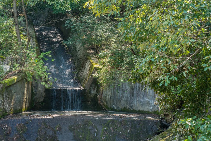 Water Flowing Down Small Spillway Stock Image - Image of cascade ...