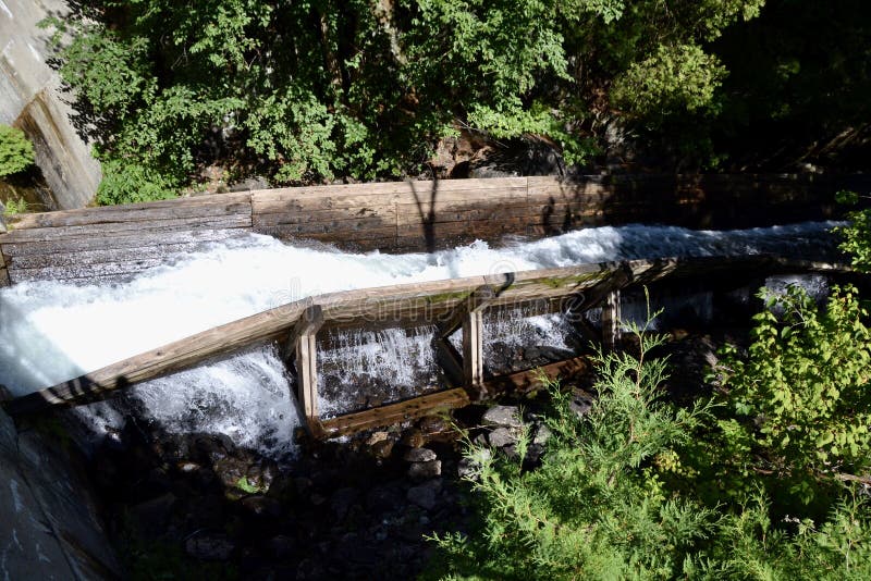 Water Flowing Down West Hawk Lake Log Chute Stock Photo - Image of ...