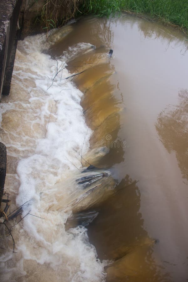 Water Flowing from a Drain Pipe into a Small River Stock Image - Image ...