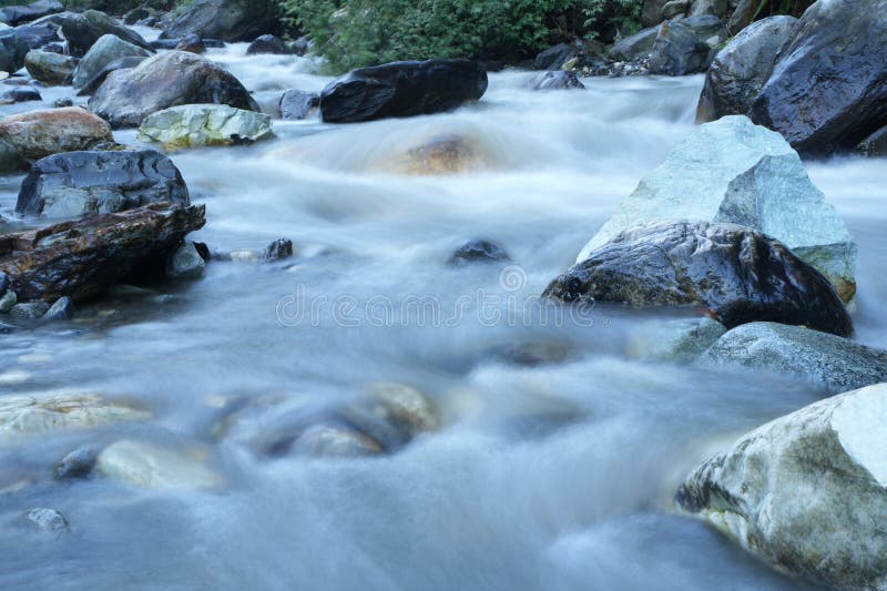 Water is Flowing through a Fast-flowing River. Stock Image - Image of ...