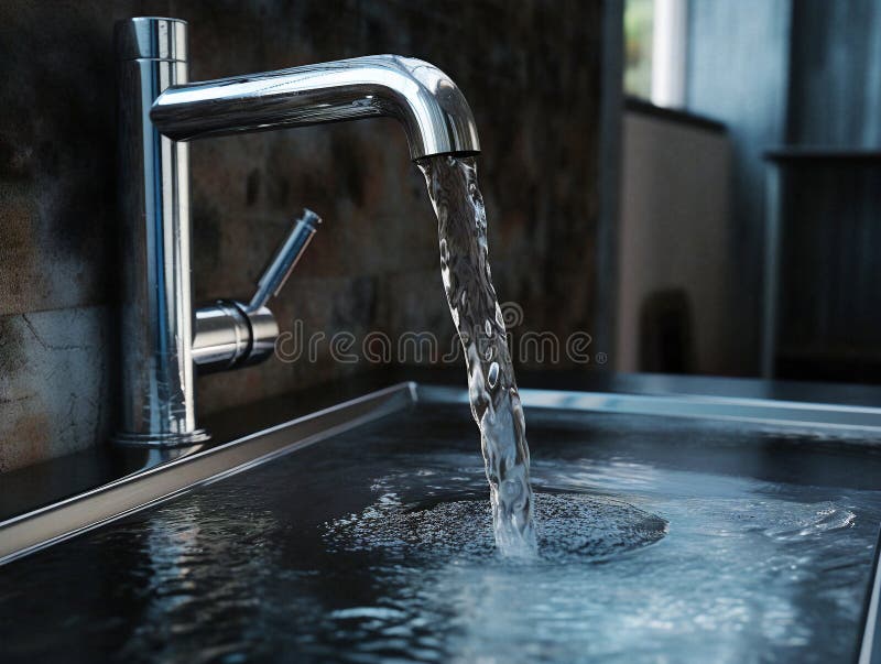 Water Flowing from a Faucet Stock Illustration - Illustration of ...