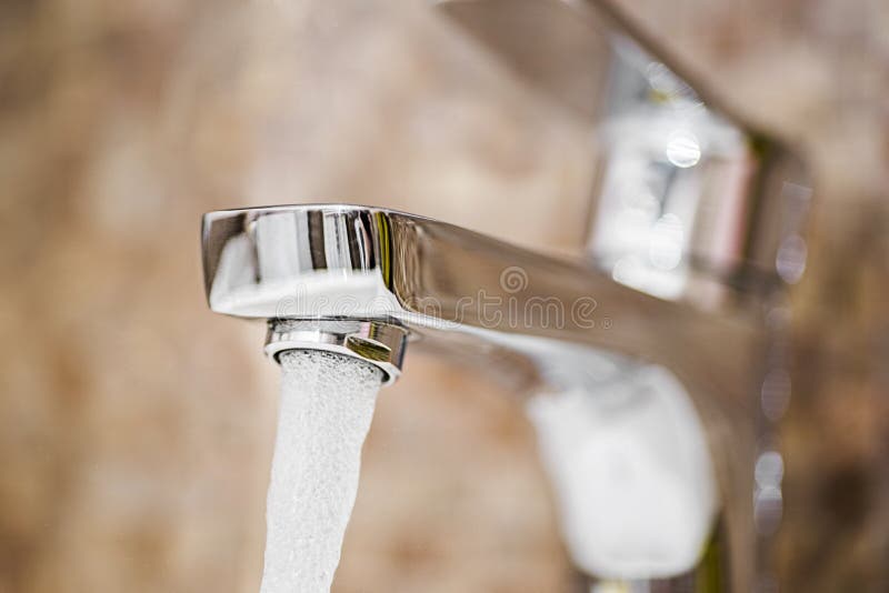 Water Flowing Faucet Water Tap With Flowing Water Selective Focus