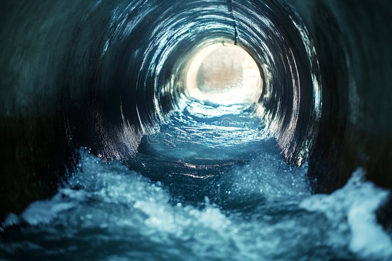 Water Flowing Inside Large Drainage Pipe Stock Photos - Free & Royalty ...