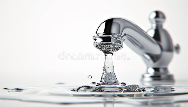 Water Flowing from an Open Tap Creating a Ripple on Surface Stock ...