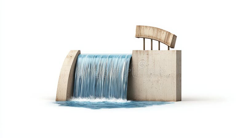 Water Flowing Over a Concrete Structure Stock Illustration ...