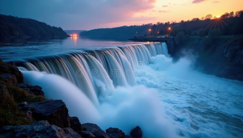 Water Flowing Over Dam Generating Electricity, Hydroelectric, Stream ...