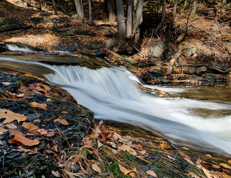 Water Flowing Over Flat Rocks in the Poconos Stock Image - Image of ...