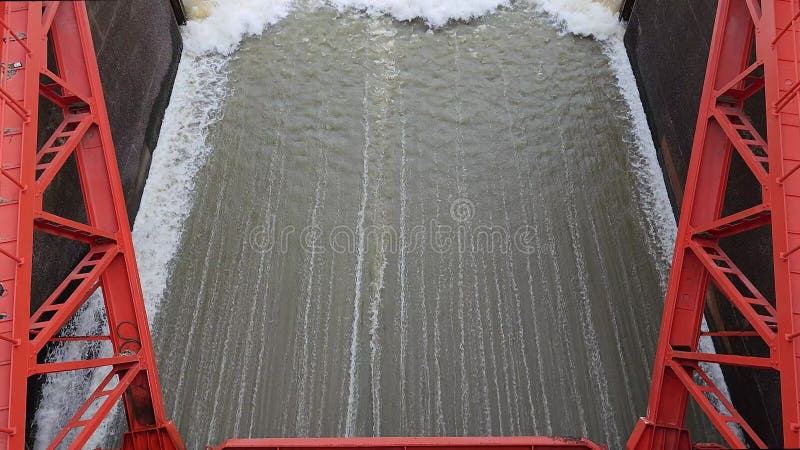 Water Flowing Over Floodgate of a Dam - Spillway of Dam Gate Stock ...