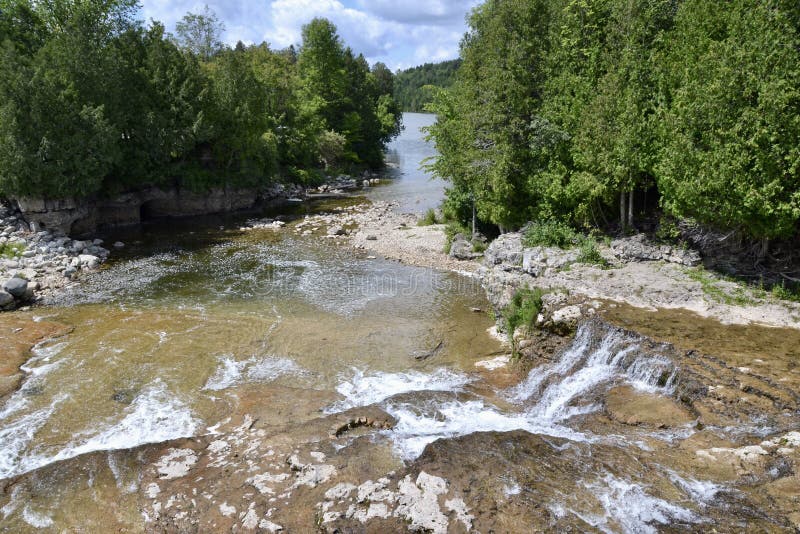 Water Flowing Over Limestone Rock at McGowan Falls Stock Photo - Image ...