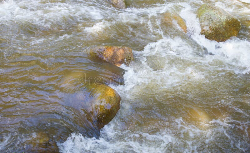 Water Flowing Over Rocks into the River Stock Image - Image of mountain ...