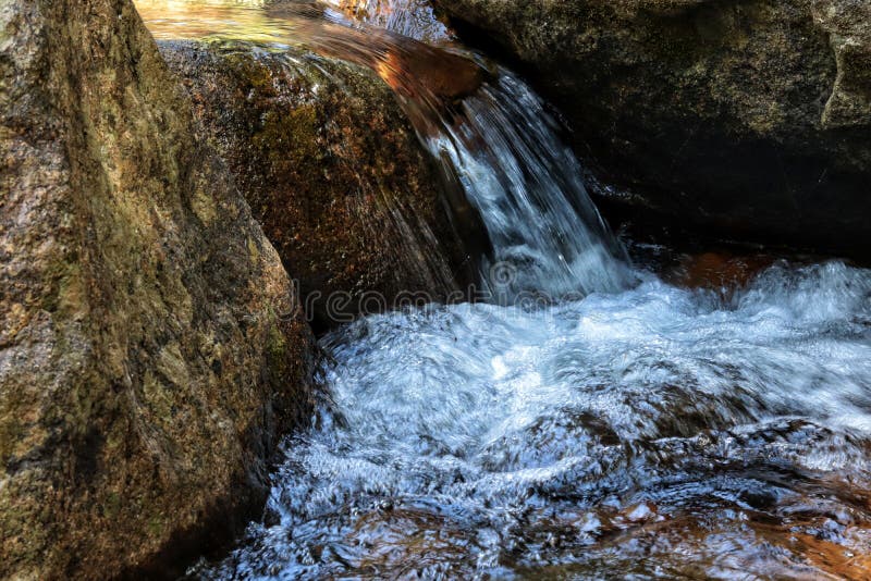 Water Flowing Over Rocks and Waterfall Stock Image - Image of motion ...